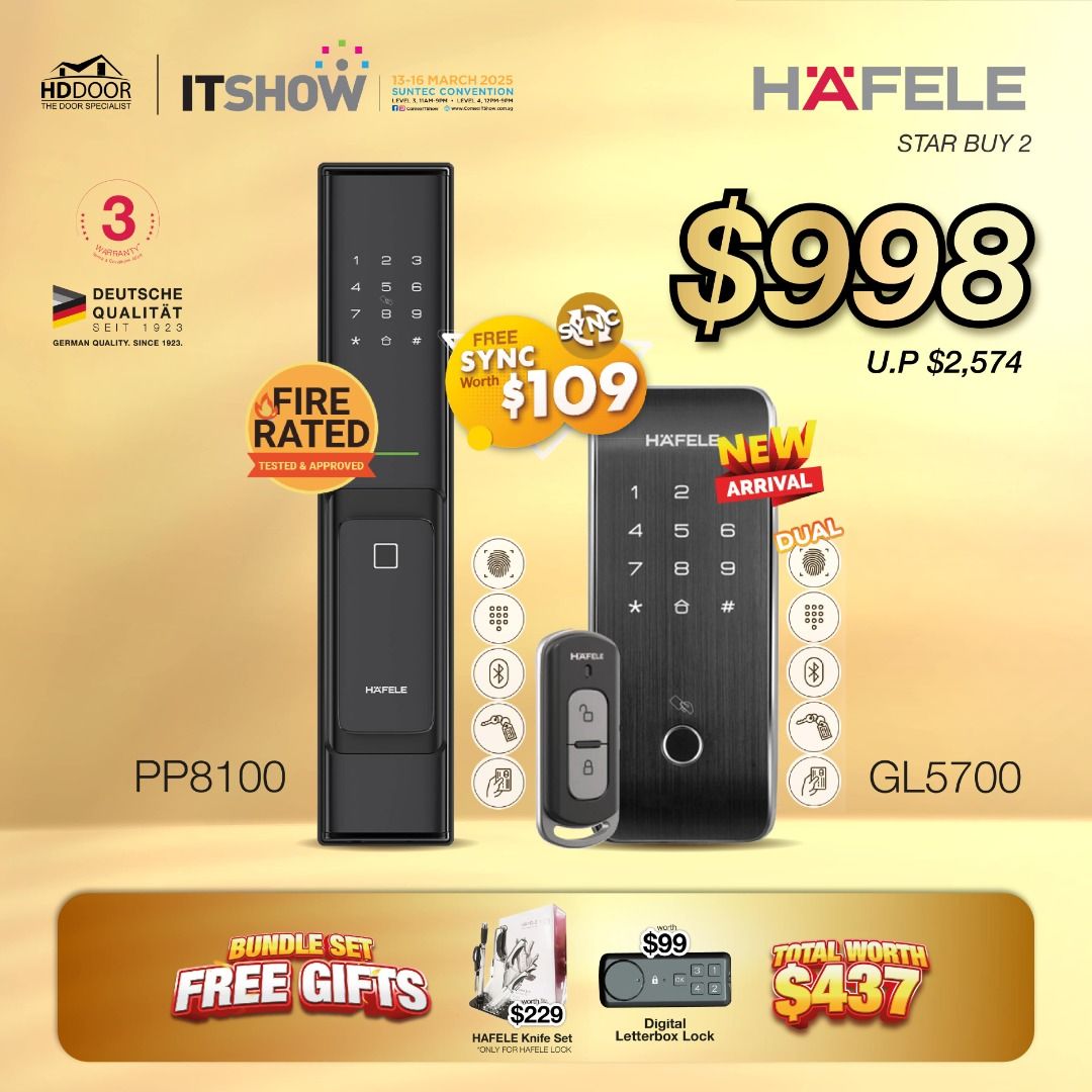 Hafele P8100 Fire-rated Digital Door Lock & GL5700 Digital Gate Lock ...