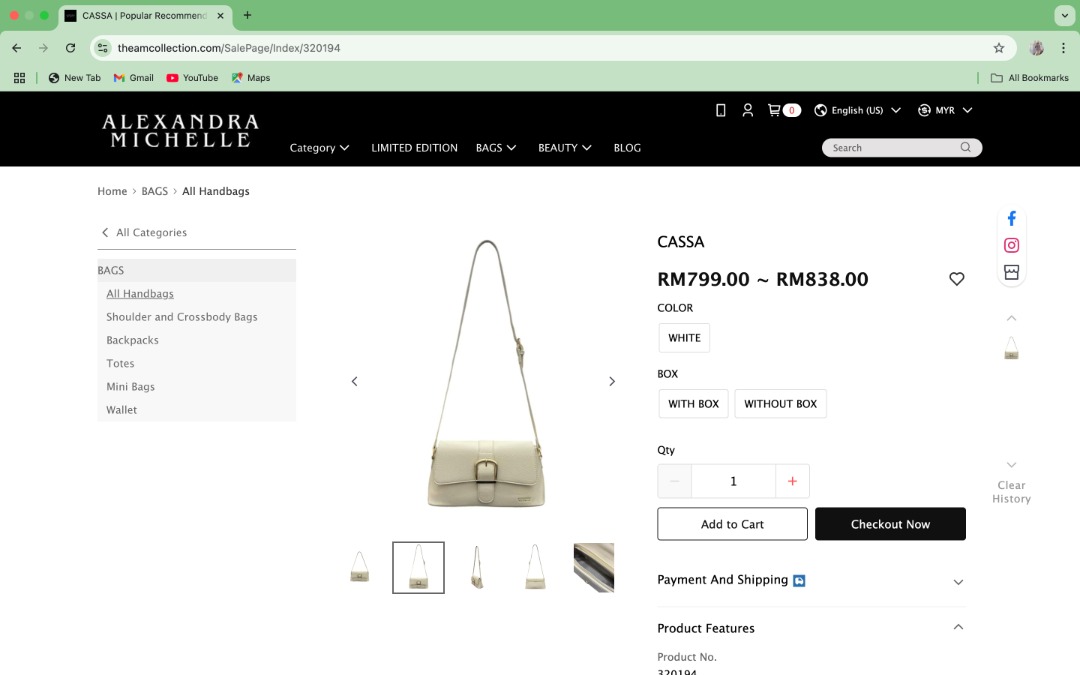 Newly Handbag for Raya, Beg Putih Silang - Alexandra Michelle, Women's ...