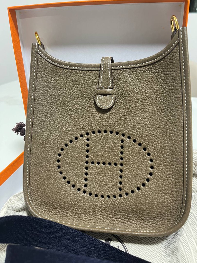 Hermes Mini Evelyn Etoupe GHW, Luxury, Bags & Wallets on Carousell