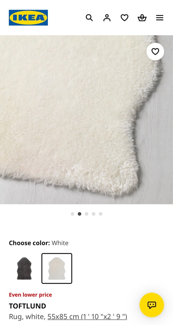 IKEA TOFTLUND White Rug, Furniture & Home Living, Home Decor, Carpets ...