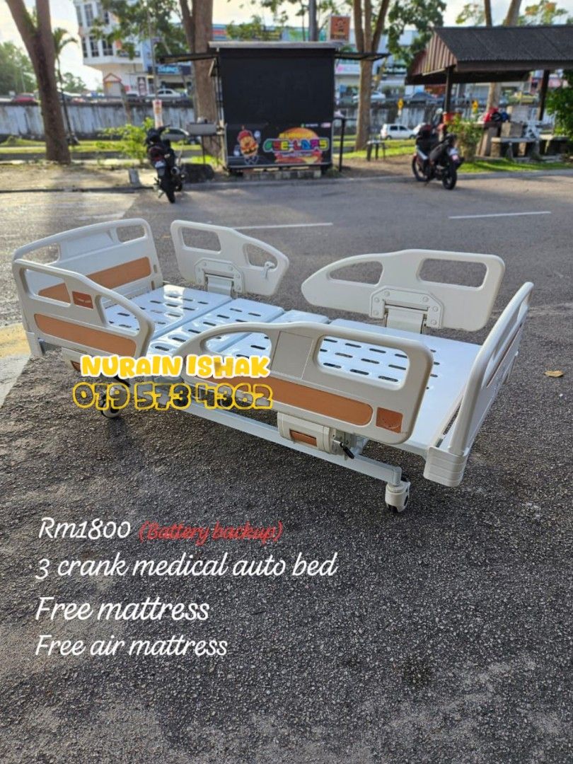 Katil Hospital Auto 3 Crank (Battery Back Up) Free Tilam dan Tilam ...