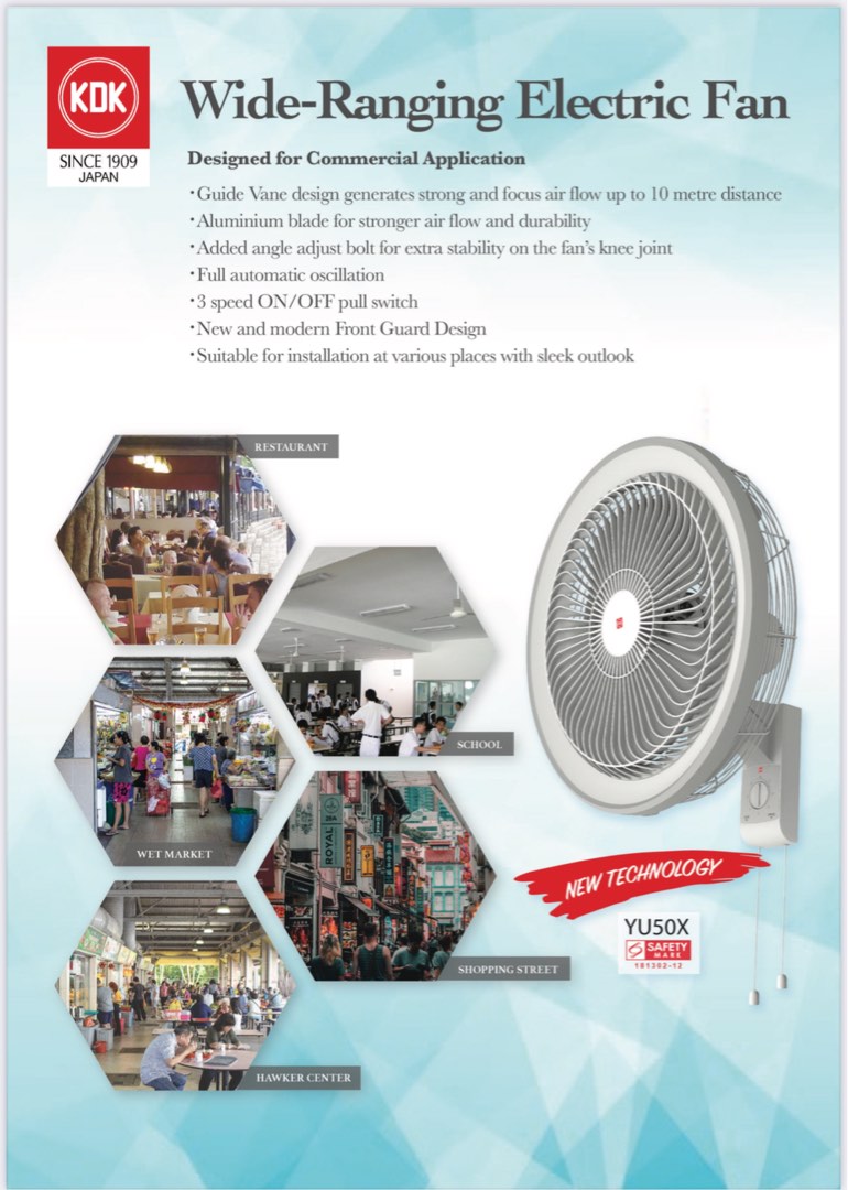 KDK Wall Fan YU50X, Furniture & Home Living, Lighting & Fans, Fans on ...
