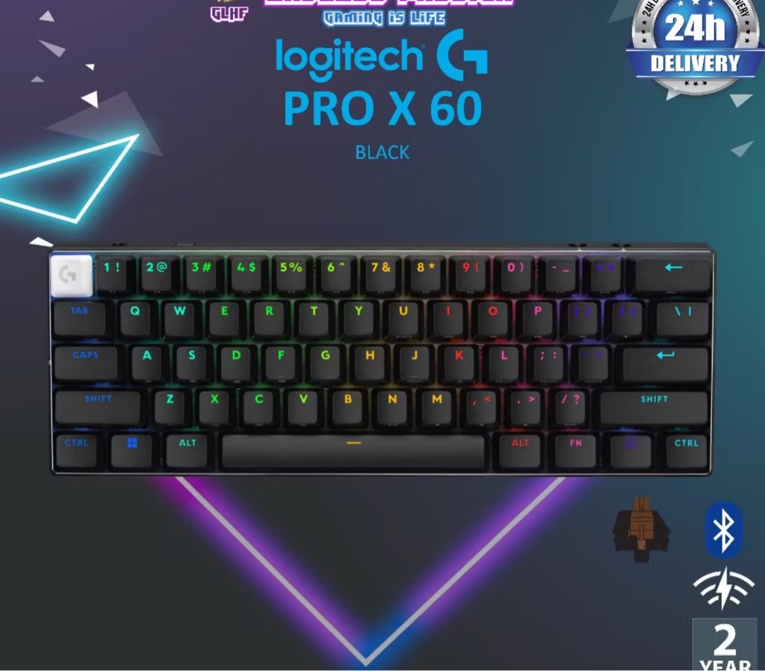 Logitech G PRO X 60 Lightspeed Wireless Compact 60% Gaming Keyboard ...