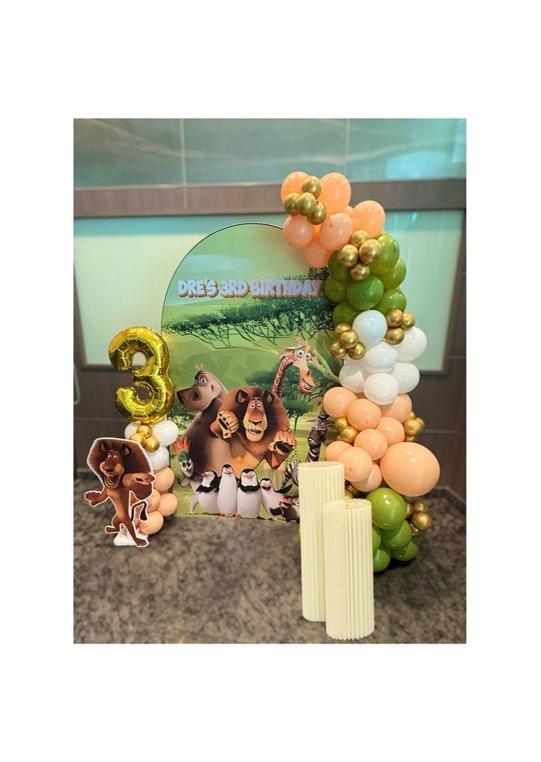 Madagascar Safari themed party backdrop decor for 100days birthdays and ...