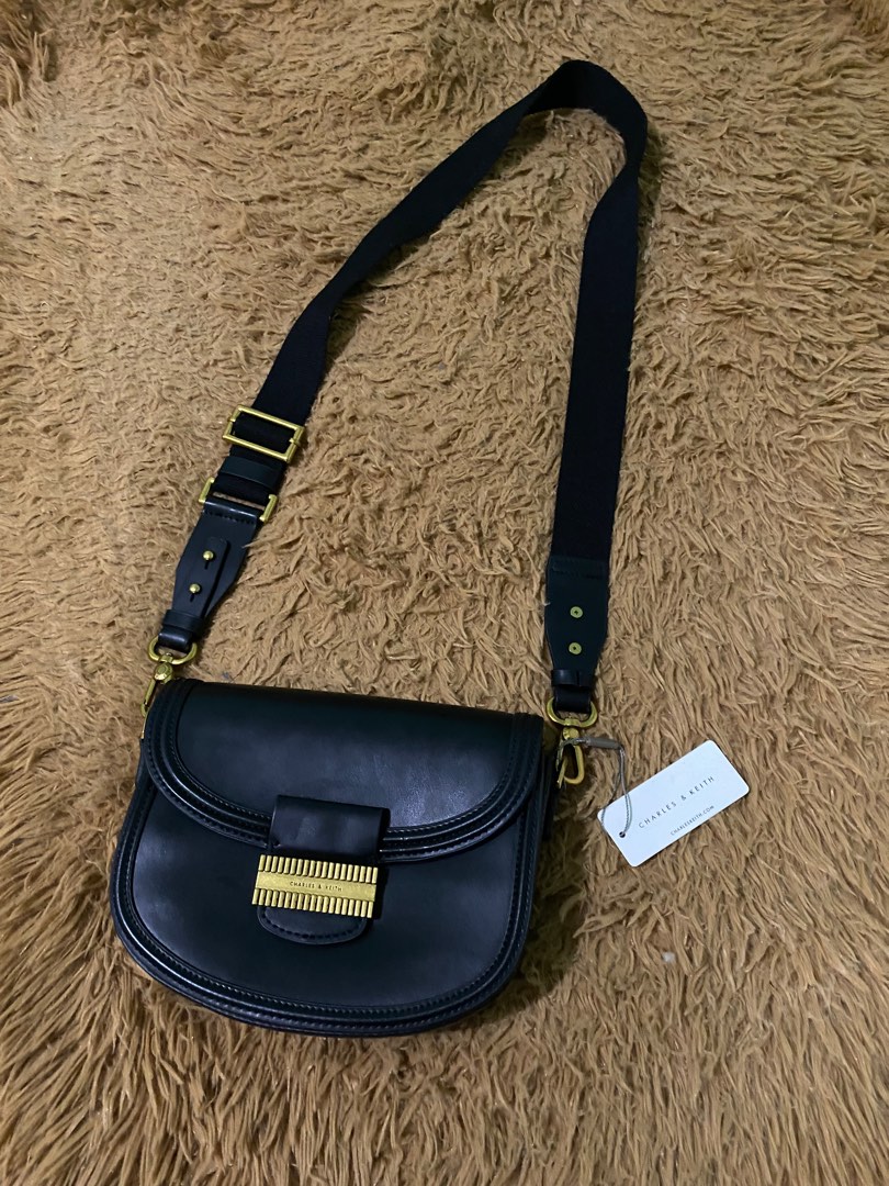 MPO - Charles & Keith Cross Body Bag / Shoulder Bag - Black & Gold, Women's Fashion, Bags ...