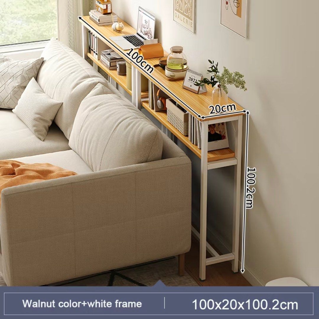 Narrow Console Table With Shelves | Slim Sofa Side Table For Storage ...