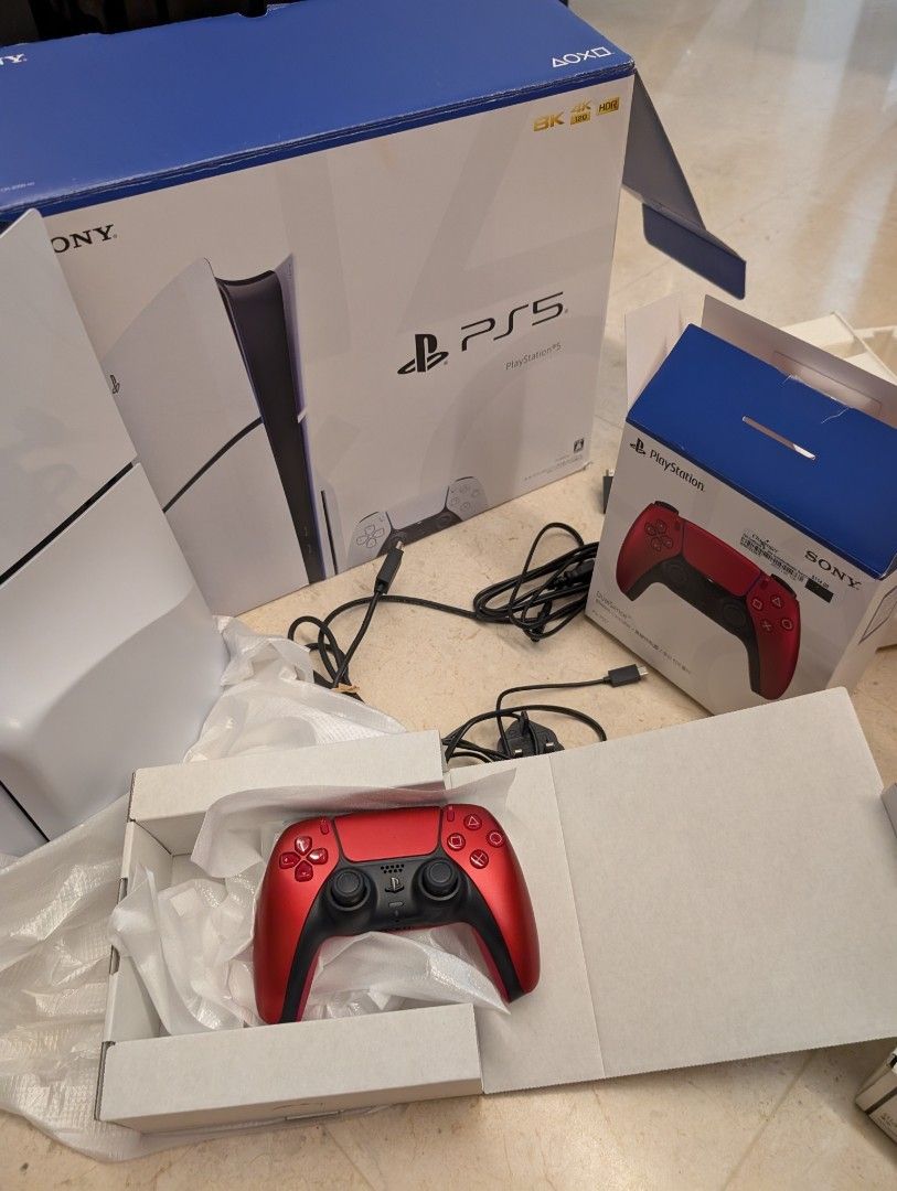 Playstation 5 slim 1TB boxed with as new red controller disc version ...
