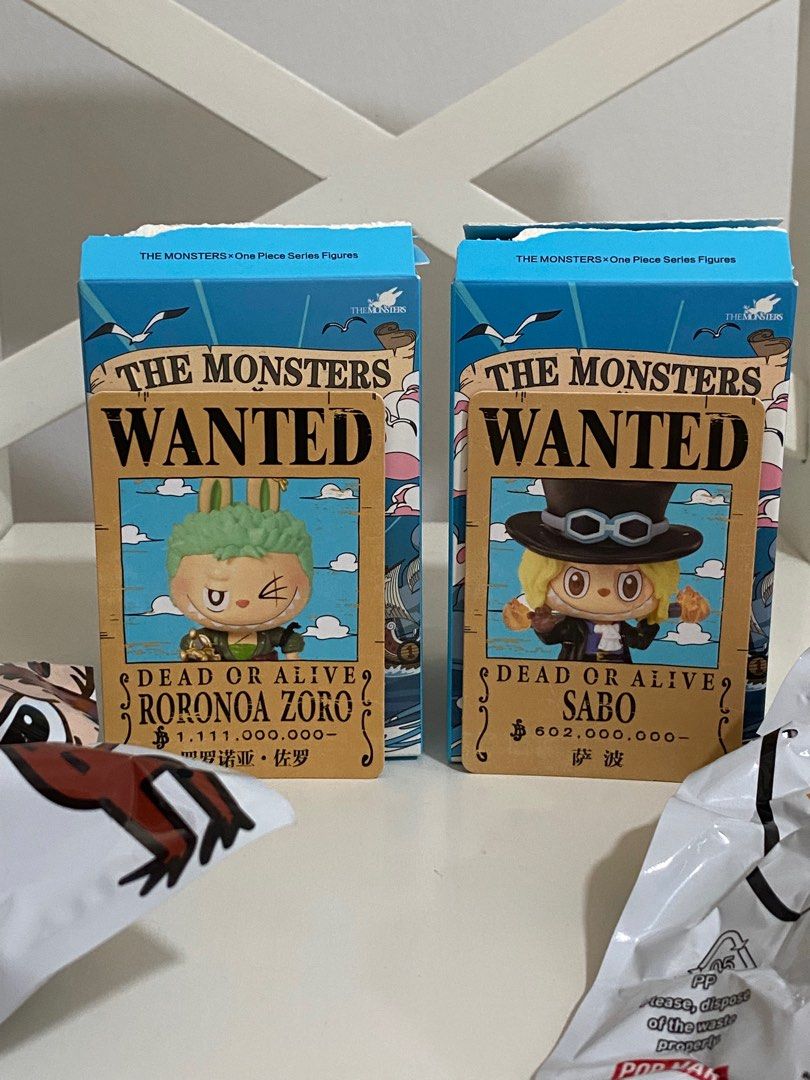 Popmart The Monsters x One Piece Blind Box - Zoro and Sabo, Hobbies ...