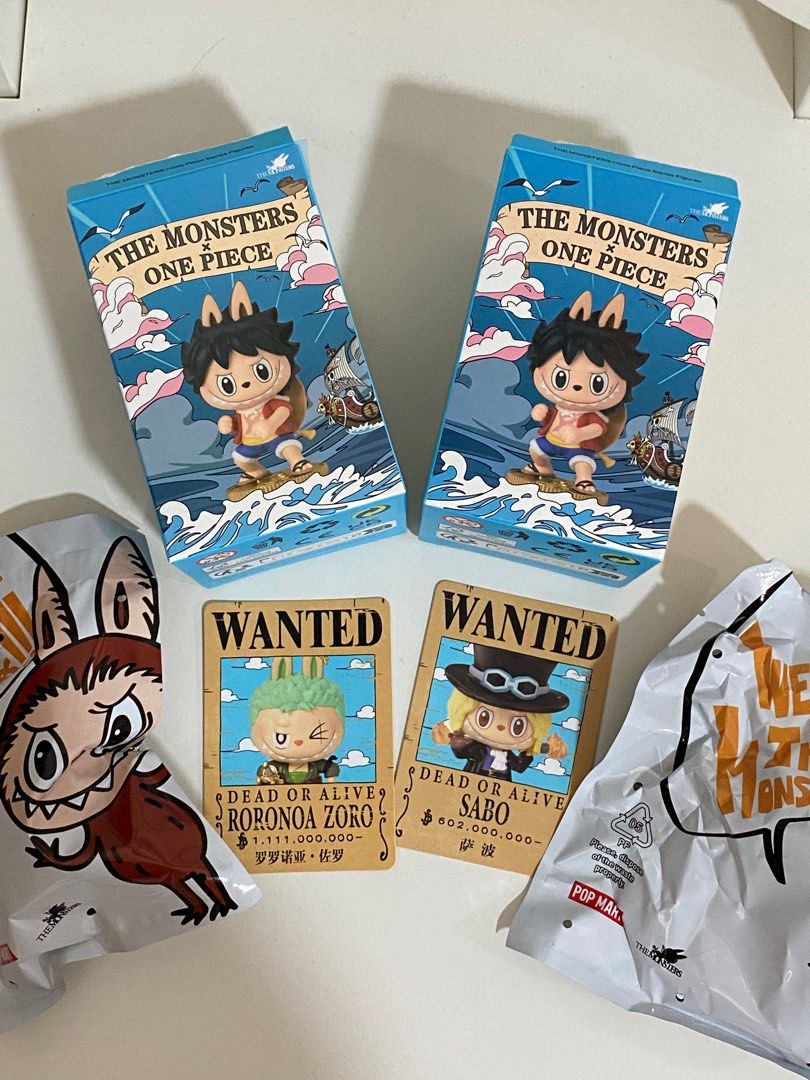 Popmart The Monsters x One Piece Blind Box - Zoro and Sabo, Hobbies ...