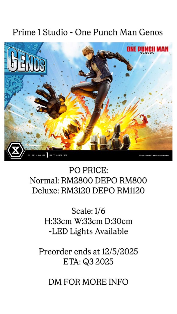 Prime 1 Studio - One Punch Man Genos, Hobbies & Toys, Toys & Games on Carousell