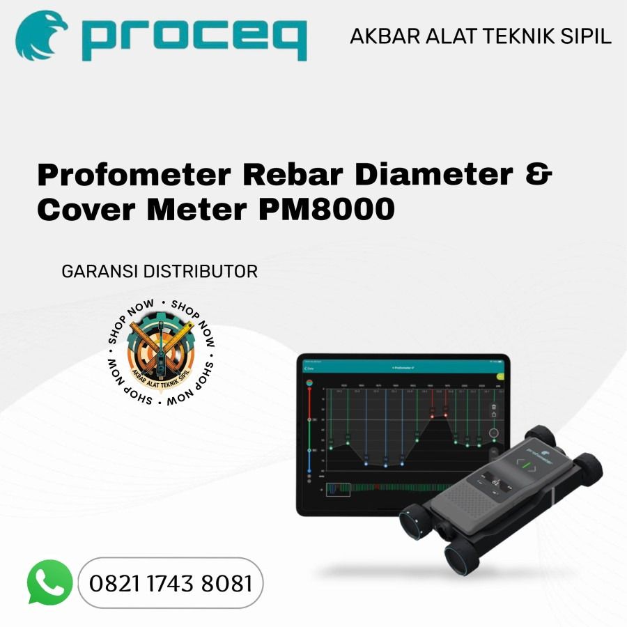 Proceq Profometer Rebar Diameter & Cover Meter PM8000 - Call ...