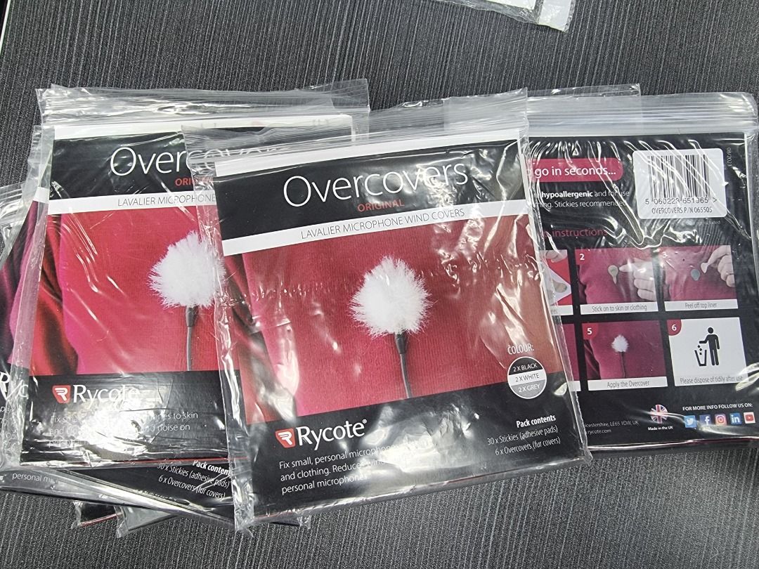 RYCOTE OVERCOVERS, MIX COLOURS - 6 FUR DISC MIXED/ 30 STICKIES ORIGINAL LAVALIER MICROPHONE WIND ...