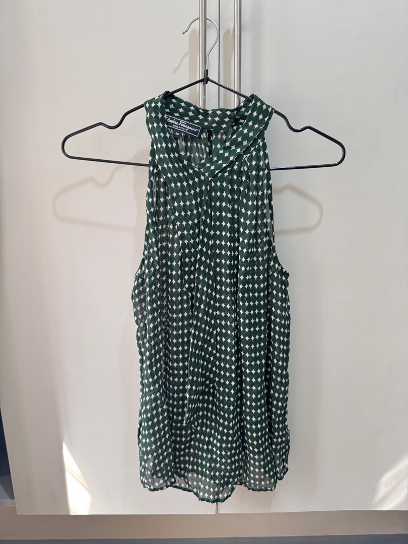 Salvatorre Ferragamo sheer silk halter top, Women's Fashion, Tops ...