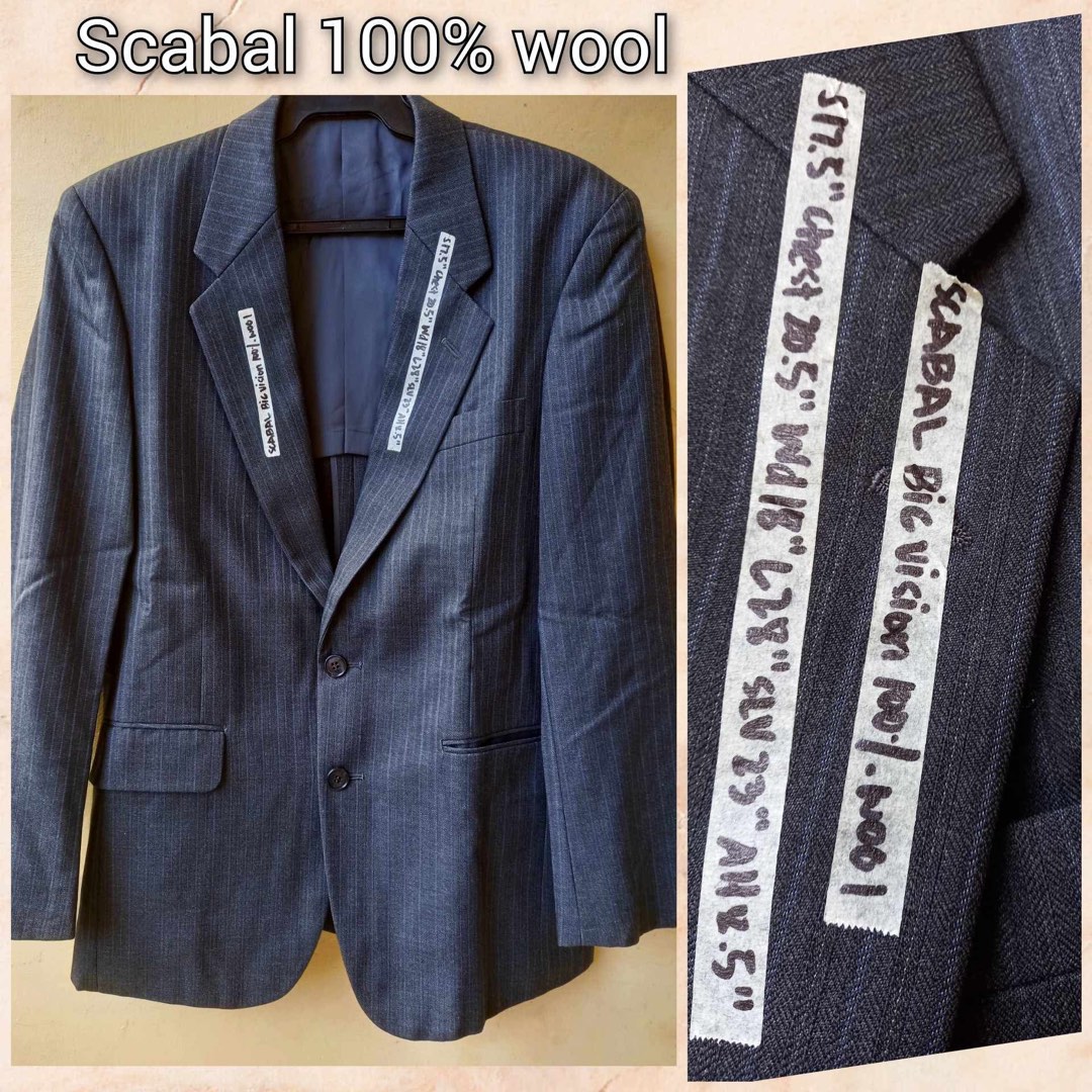 Scabal top Blazer Coat Tuxedo Suit Black with Blue pinstripes, Men's ...