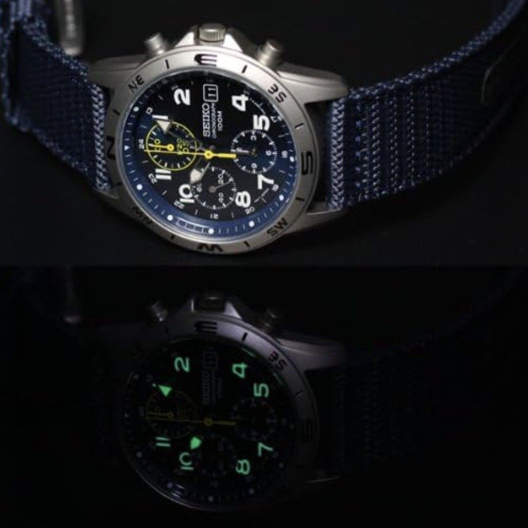Seiko Chronograph Blue Compass markings on the bezel. Free delivery ...
