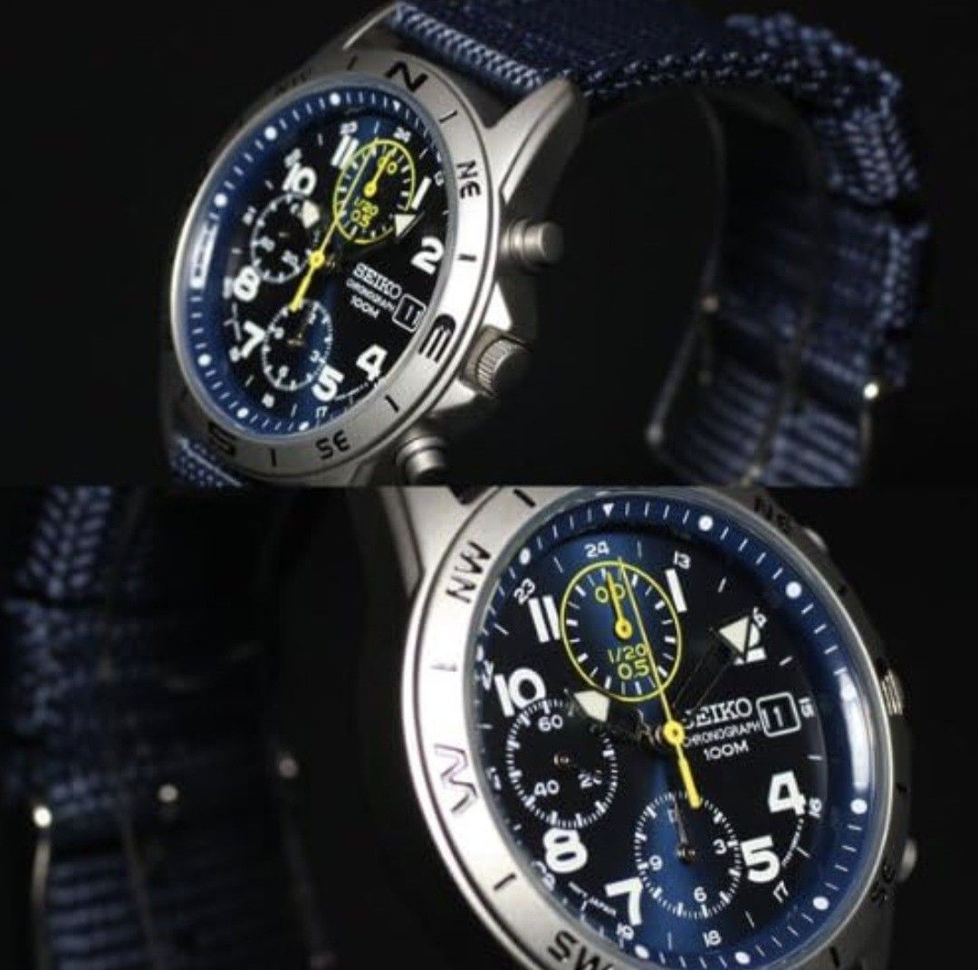 Seiko Chronograph Blue Compass markings on the bezel. Free delivery ...