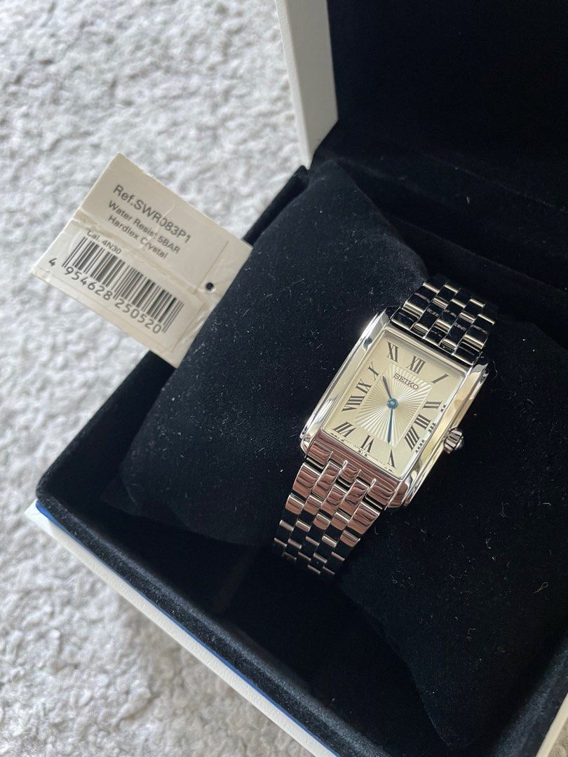 Seiko Tank (SWR083P1) w “Guilloche” Dial, Women's Fashion, Watches ...