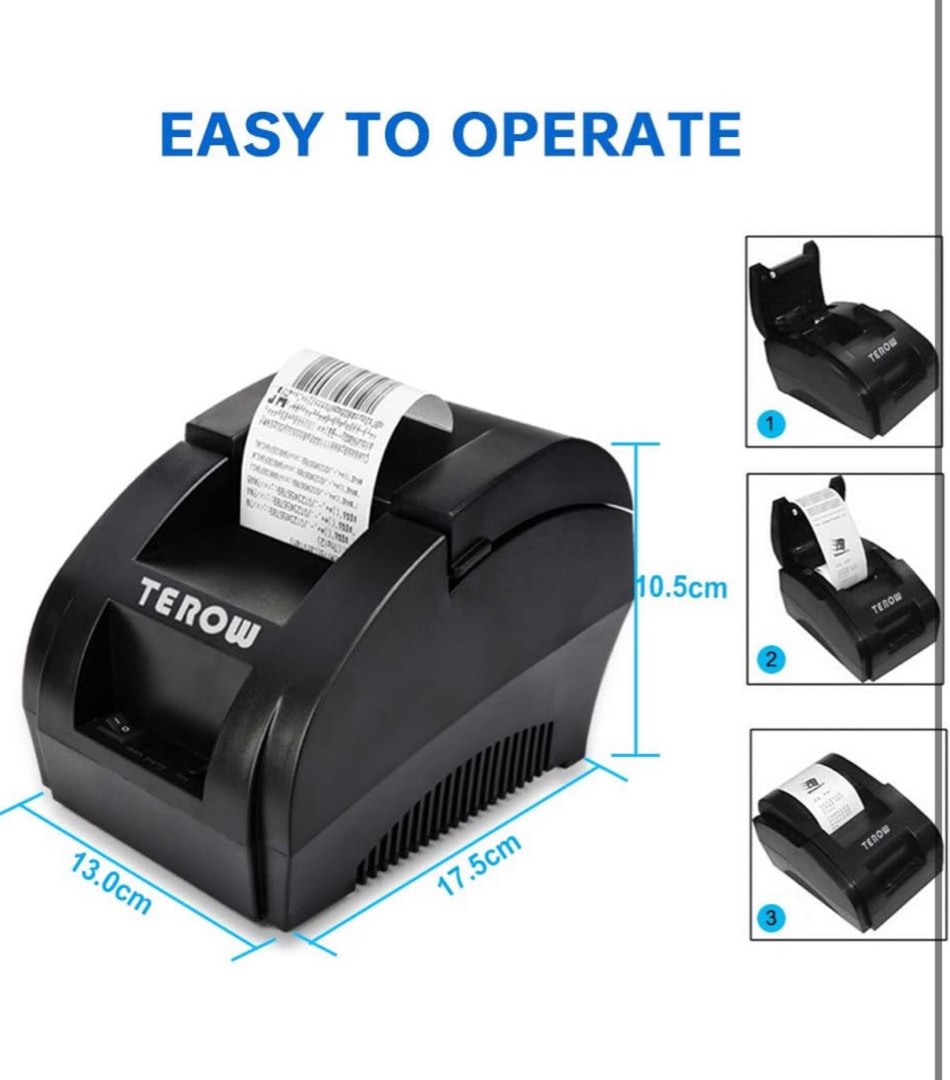 TEROW Printer T5890K USB Thermal Receipt Printer 58MM POS Portable ...