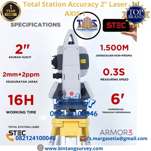 Total Station Accuracy 2” Laser AXIS 1 STEC Axis 1, Elektronik, Lainnya di Carousell