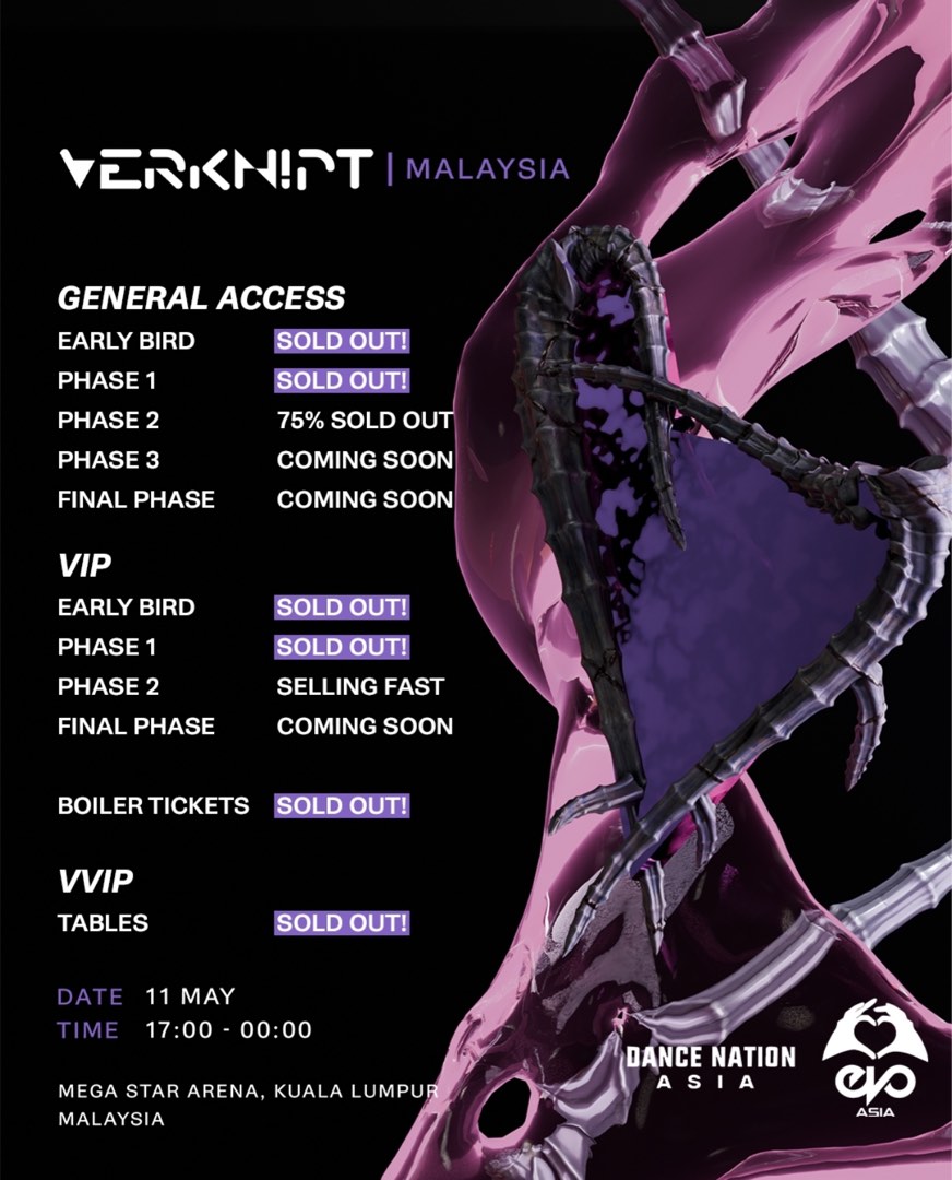 VERKNIPT MALAYSIA 2025 (3 VVIP BOILER TICKETS), Tickets & Vouchers, Event Tickets on Carousell