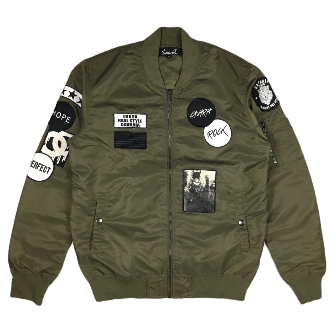 VINTAGE CAVARIA TOKYO Patches MA-1 Bomber Jacket, Fesyen Pria, Pakaian ...