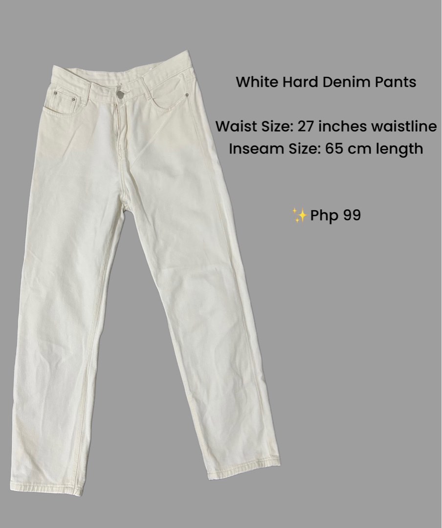 White Hard Denim, Women's Fashion, Bottoms, Jeans on Carousell