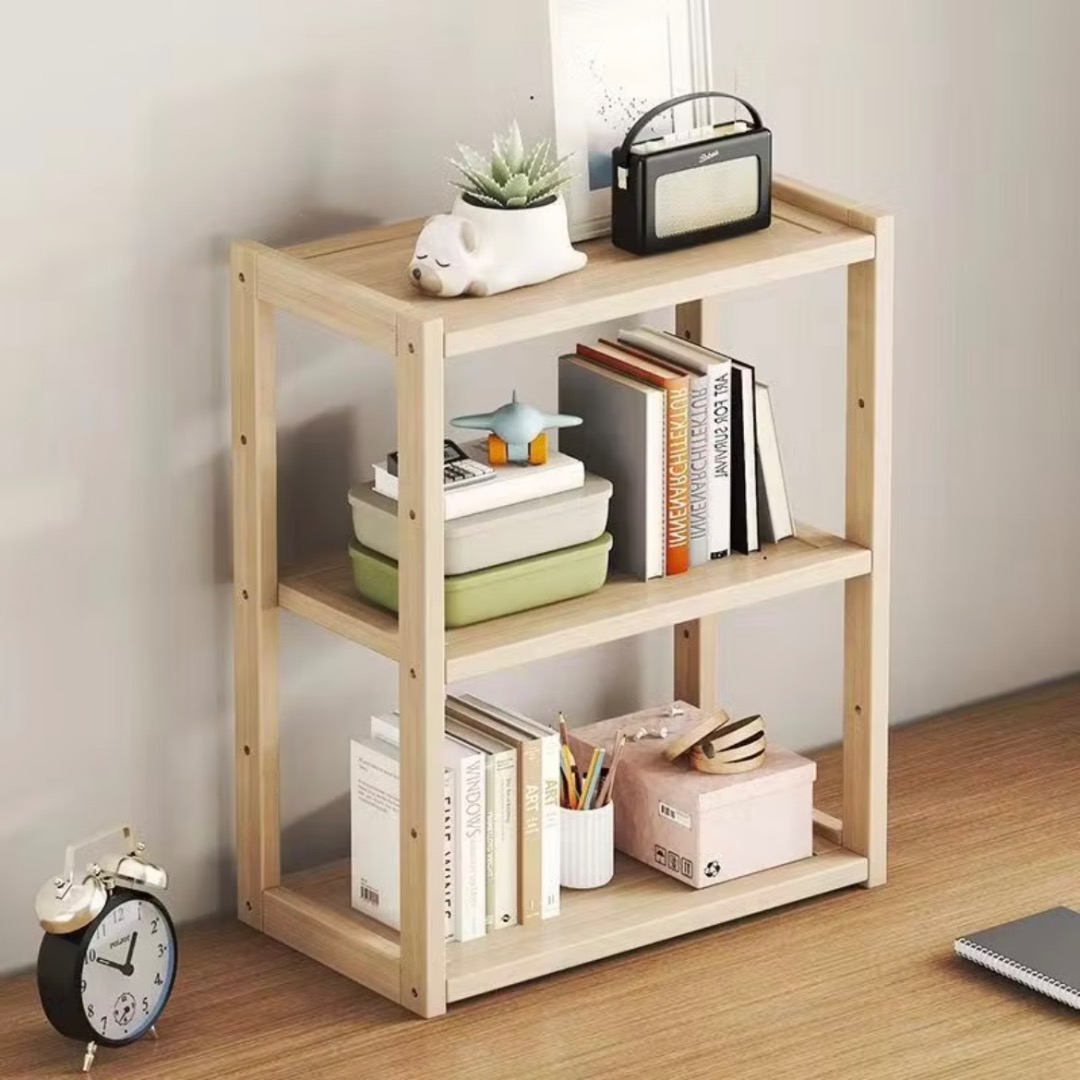 Wooden Tabletop Shelf Storage Rack | Multipurpose Three Layer Storage ...