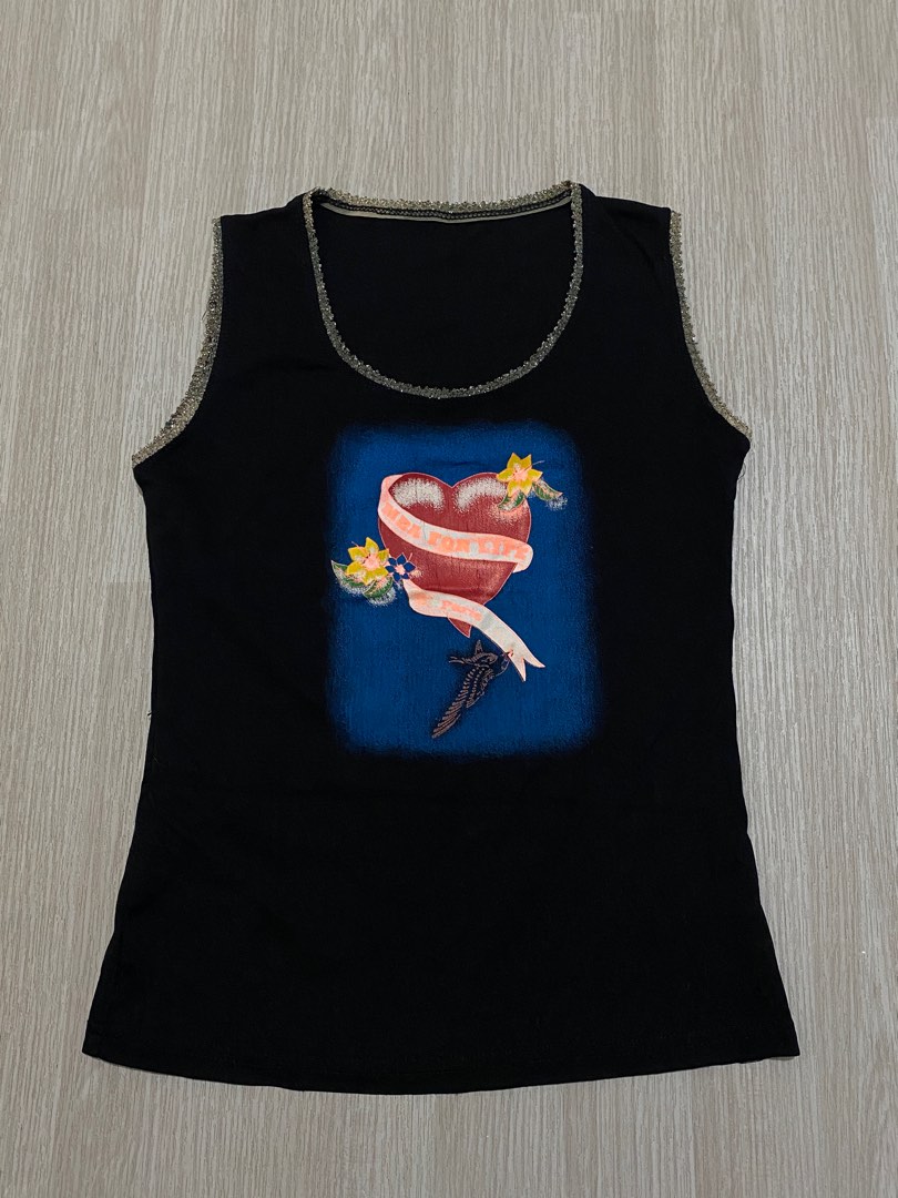 Y2k tank top alt grunge goth acubi egirl edgy help tags ed hardy ...