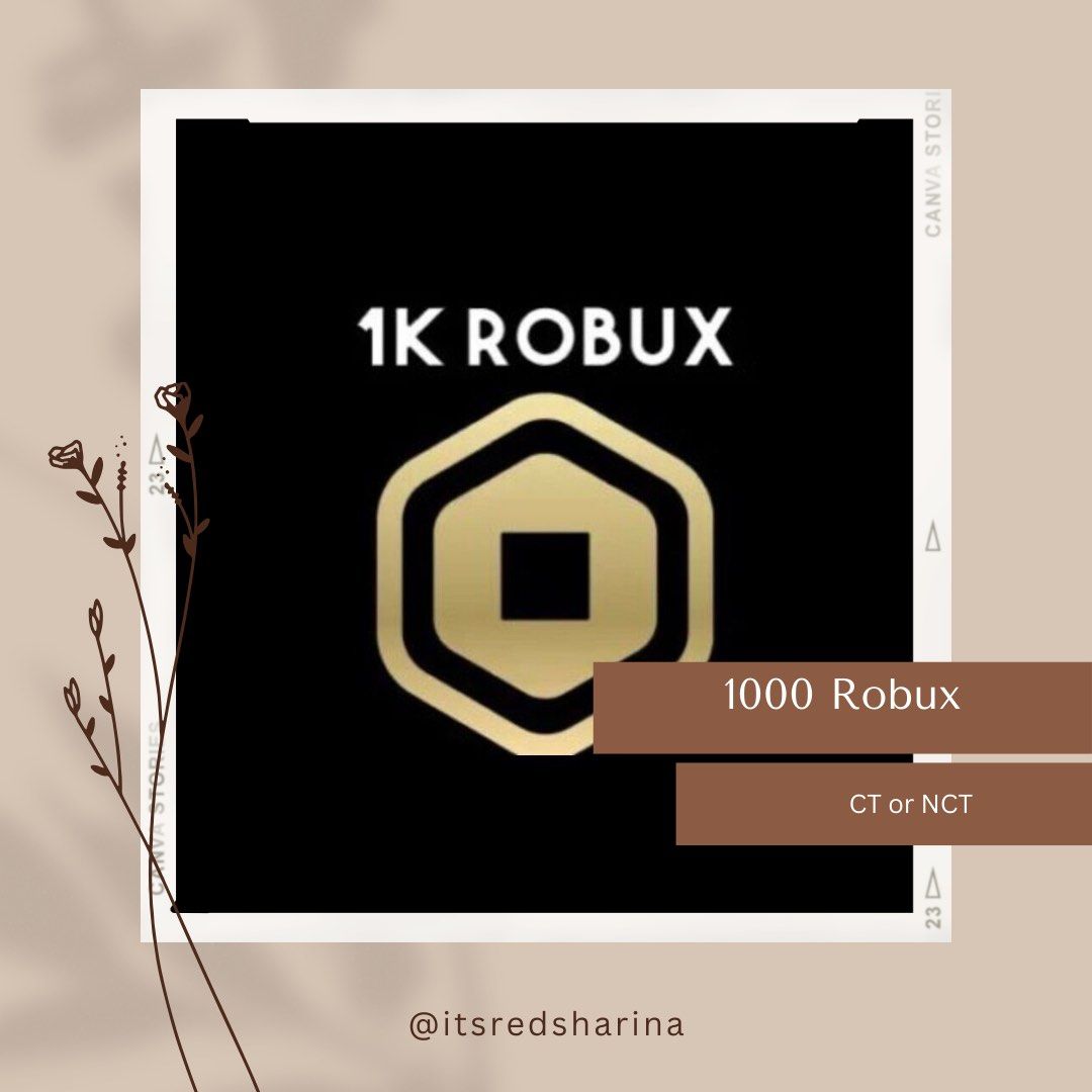 1000 Robux (Via link), Video Gaming, Gaming Accessories, In-Game Products on Carousell