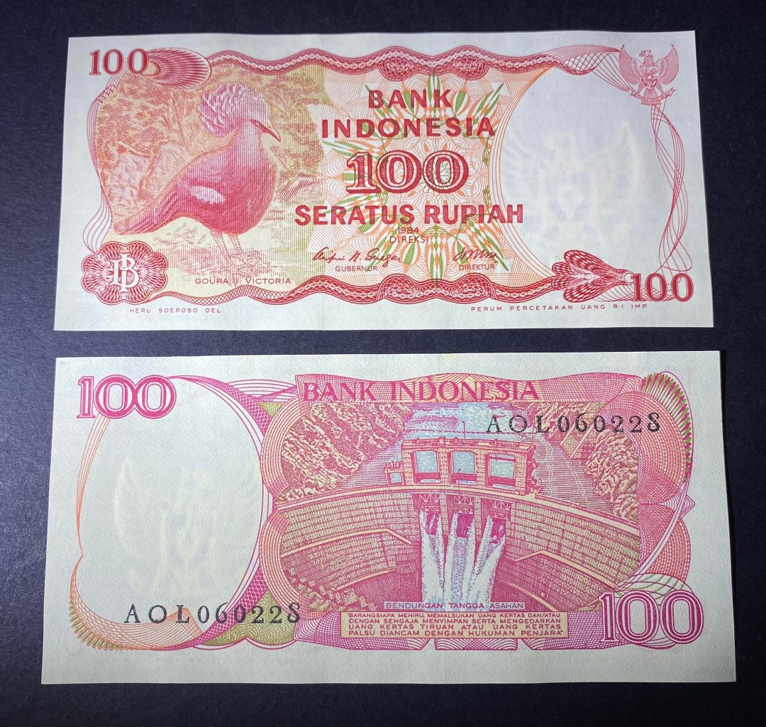 印尼 Indonesia 100 Rupiah (1984 Victoria crowned pigeon Version) UNC 100% ...
