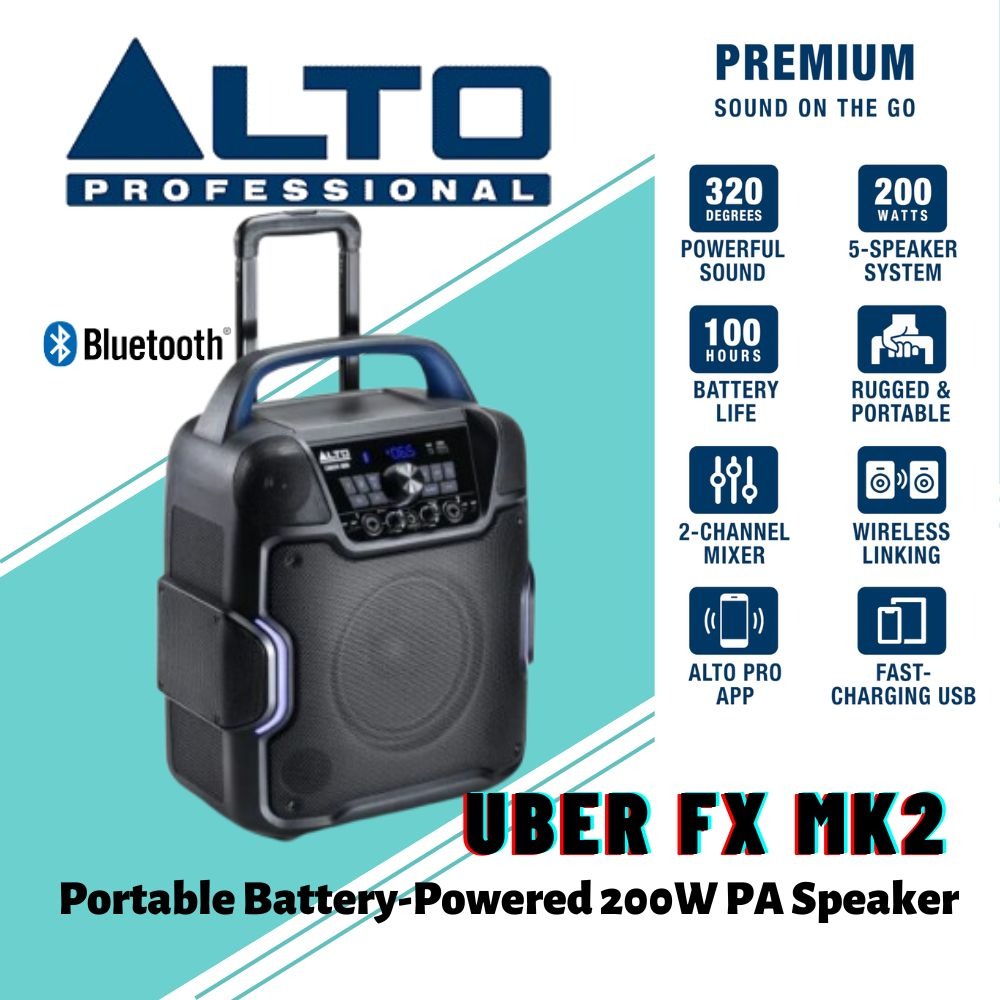 Alto Professional UBER FX MK2 Portable Battery-Powered 200W PA Speaker with 360 Degree Sound ...