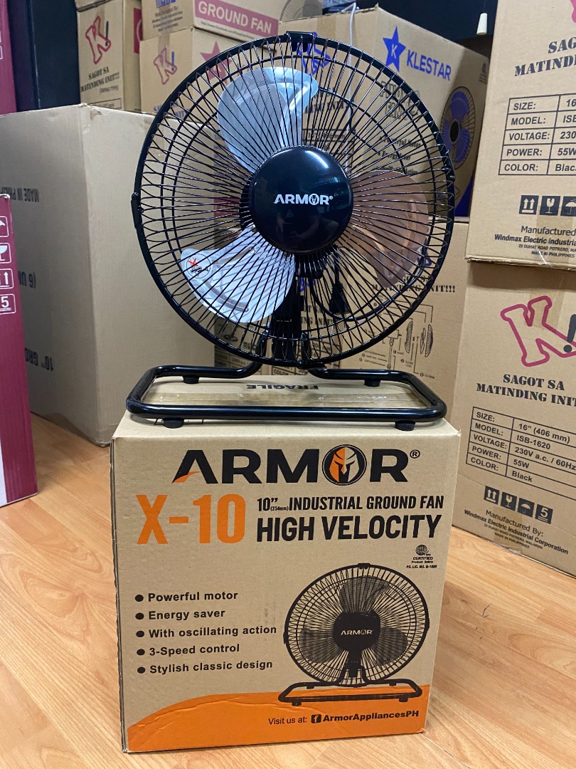 Armor Industrial Ground Fan 10" Metal Blade X-10, Furniture & Home ...