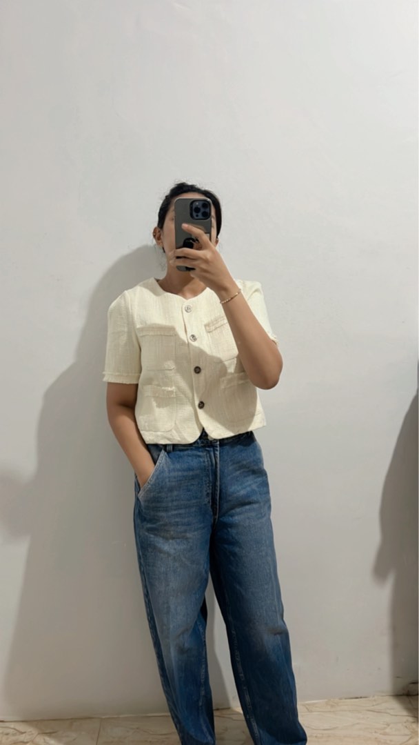 Atasan atau outer tweed daily merek the open product, Fesyen Wanita ...