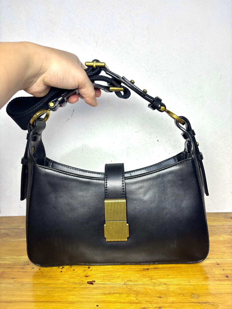 Black Leather 2 way Bag, Women's Fashion, Bags & Wallets, Cross-body ...
