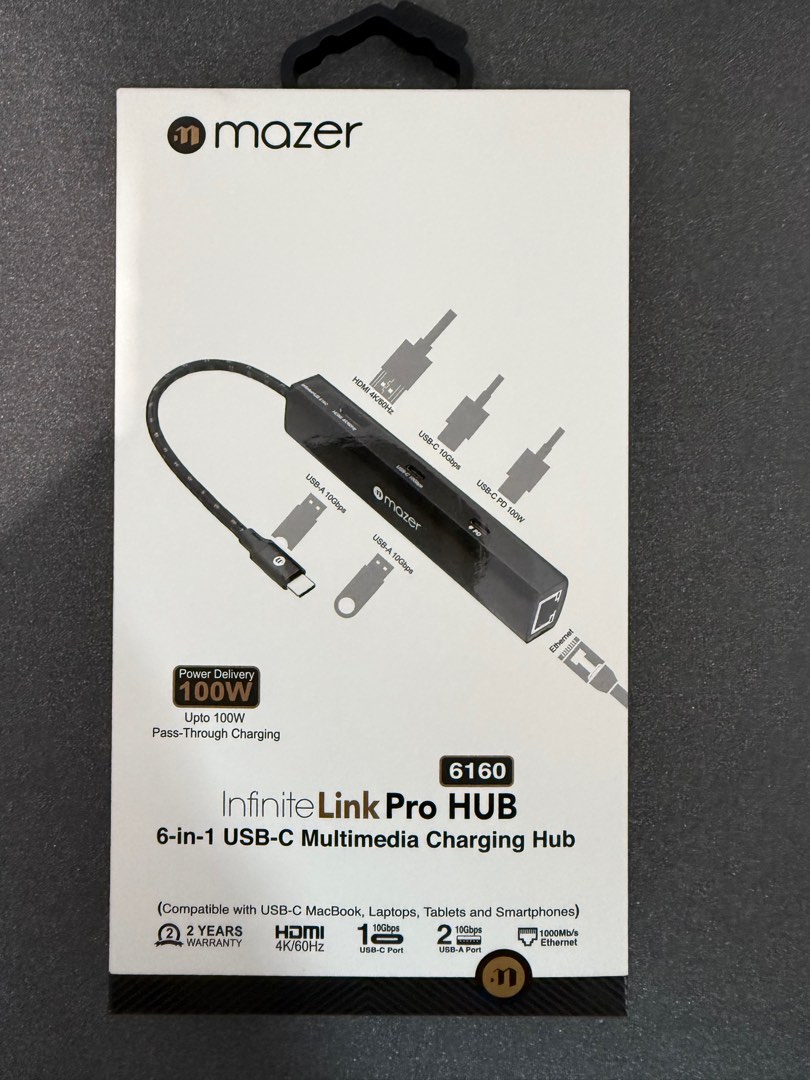 [BNIB] Mazer USB-C hub dongle with 100W PD charging | 6 in 1 (6160 ...