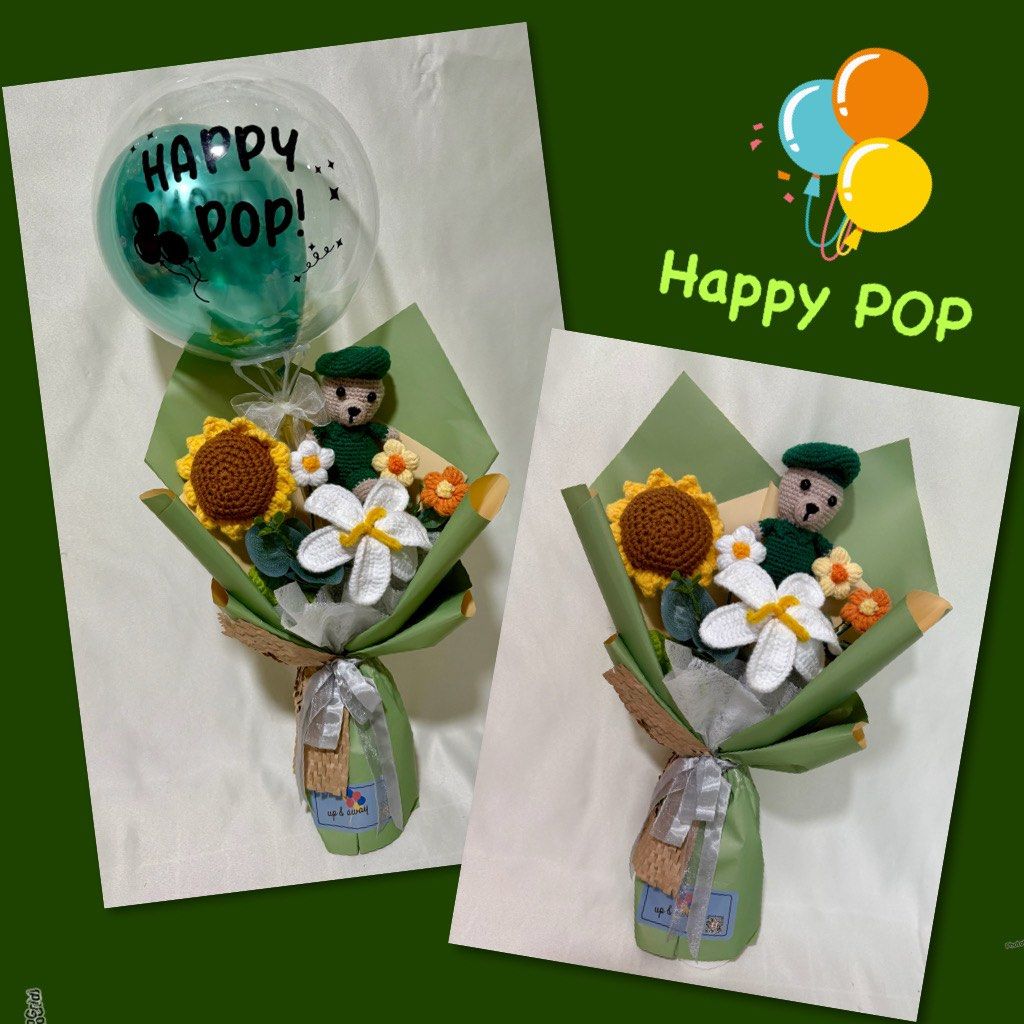 Crochet Graduation Bouquet Crochet Flower Balloon Birthday Gift Ideas ...
