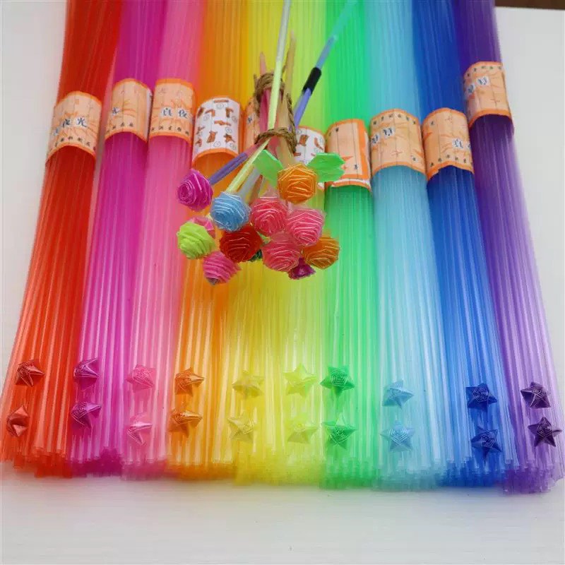 DIY folded star plastic straw transparent tube origami, Hobbies & Toys ...