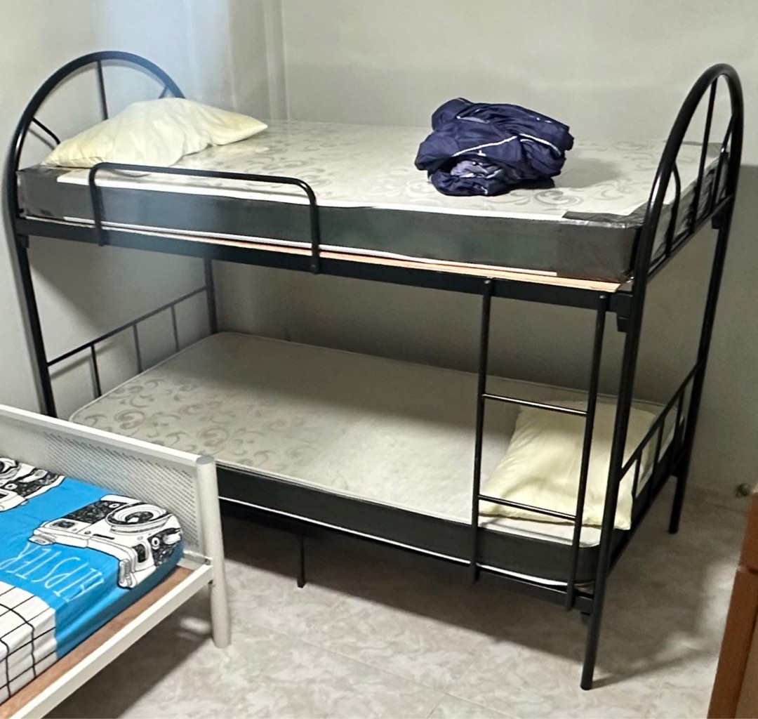 Double decker bed frame with 2 plywood, Furniture & Home Living ...