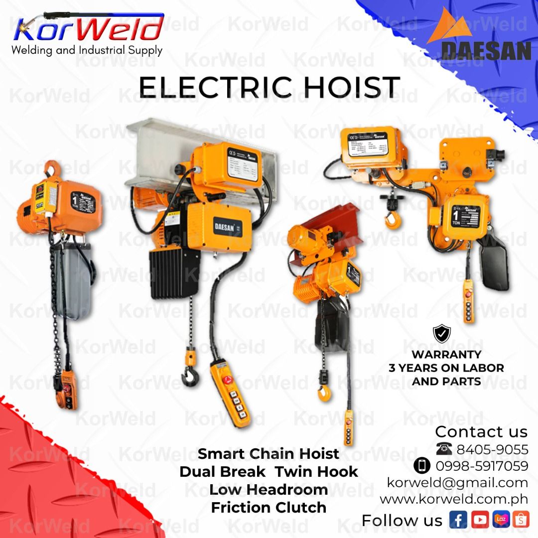 Electric Hoist - Smart Chain Hoist, Dual Break, Twin Hook, Low Headroom ...
