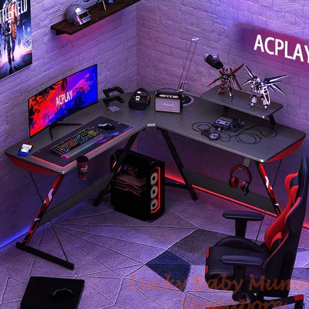 [FREE DELIVERY] Carbon Fiber Gaming Table | L-Shaped Gaming Desk ...