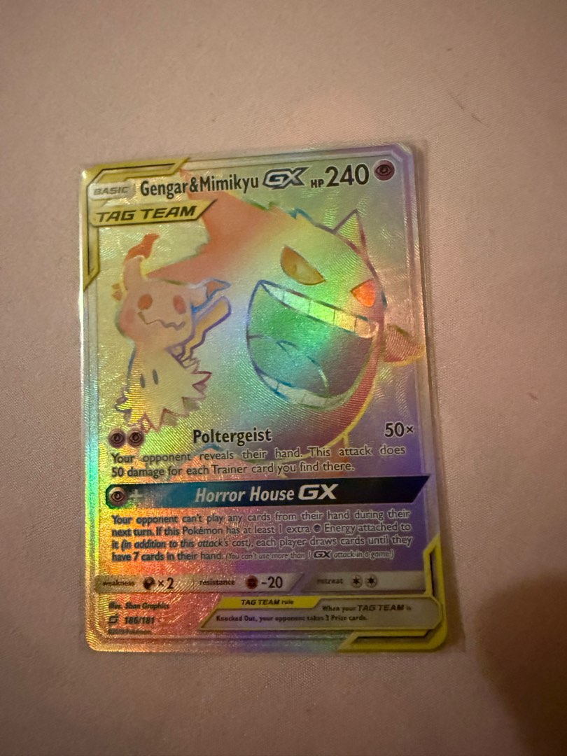 gengar mimikyu gx tag team rainbow, Hobbies & Toys, Toys & Games on Carousell