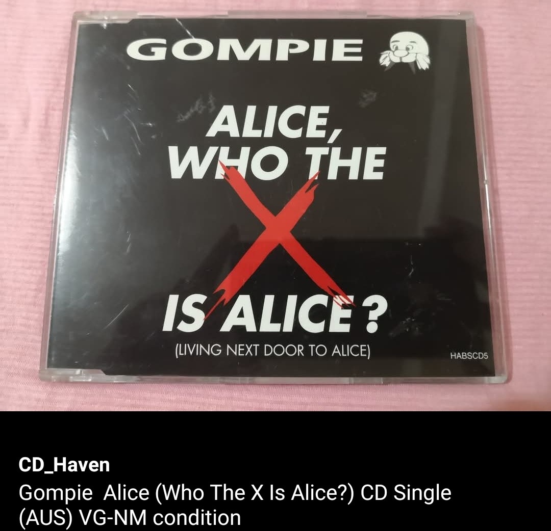 Gompie Alice (Who The X Is Alice?) CD Single (unsealed), Hobbies & Toys ...