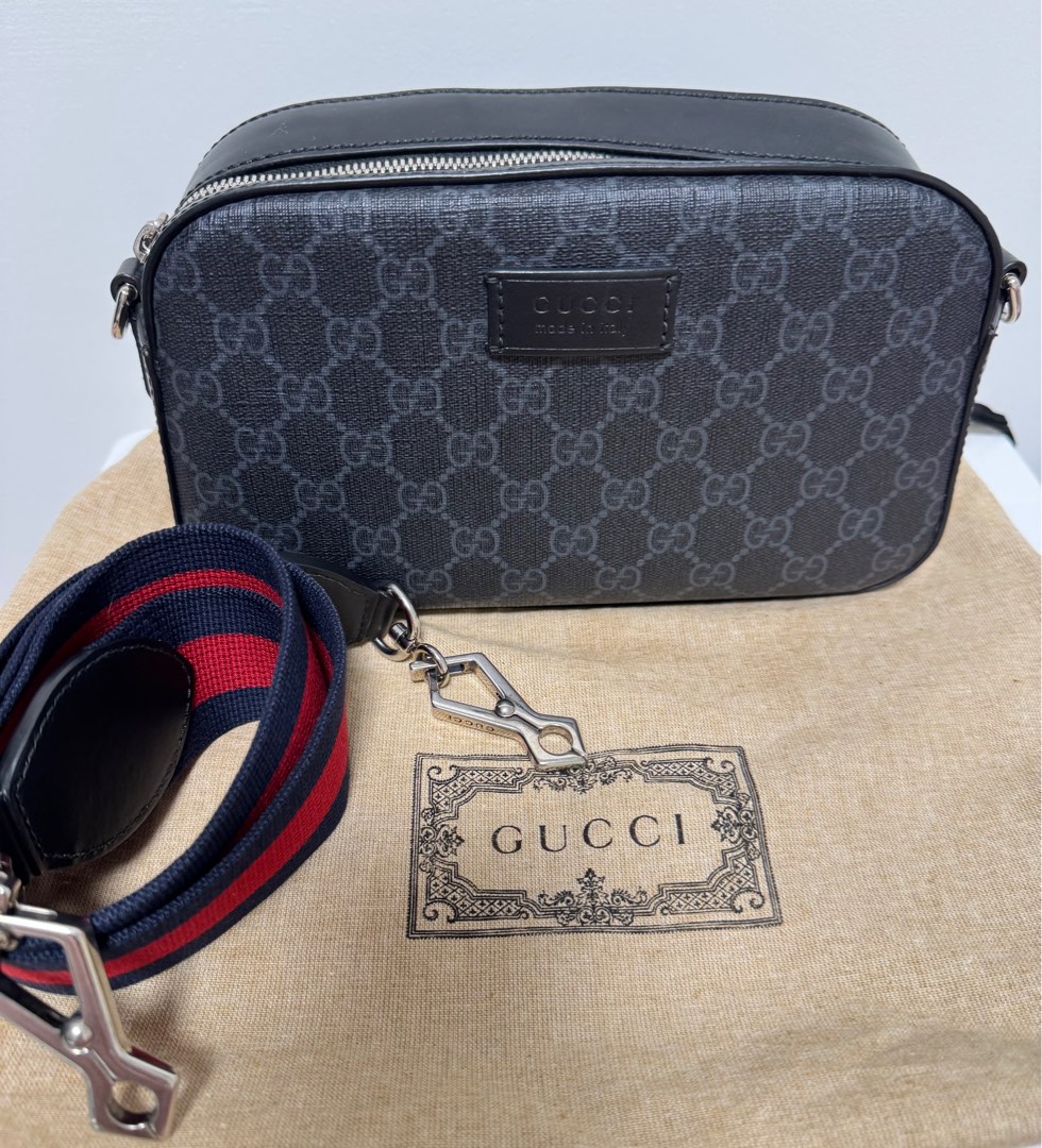 Gucci 正品 GUCCI 574886 黑 GG 相機包 斜背包 小方包, 名牌精品, 精品包與皮夾在旋轉拍賣