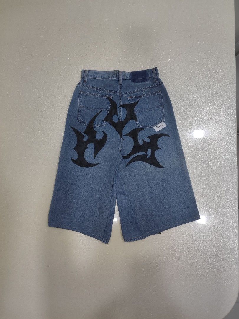 HVY Tribal Spellout Jorts - rework custom jeans baggy y2k bbc svg, Men ...