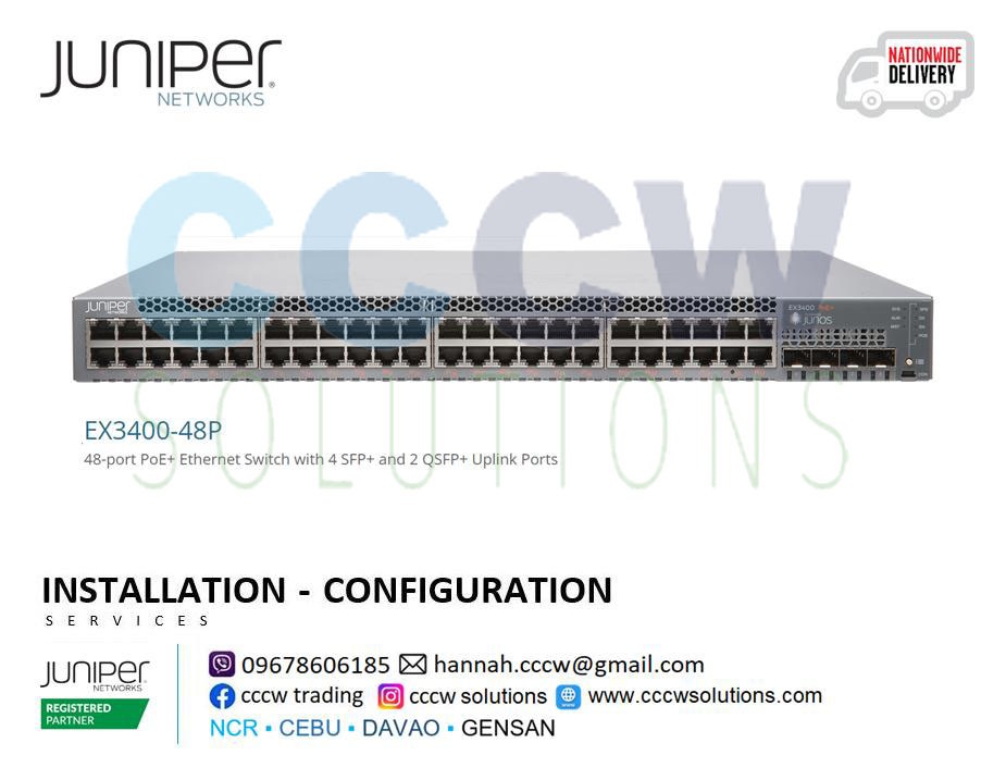 Juniper Networks EX3400-48P 48-port PoE+ Ethernet Switch with 4 SFP+ ...