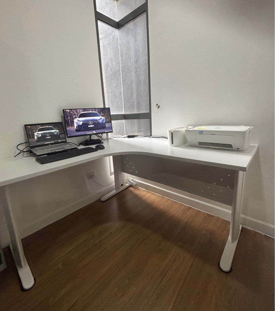 Meja Study L-Shape Murah!!, Furniture & Home Living, Furniture, Tables ...