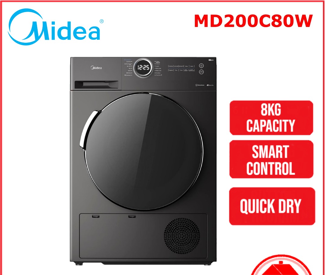 Midea MD200C80W 8KG Smart Control Condensing Dryer / Clothes Dryer, TV ...