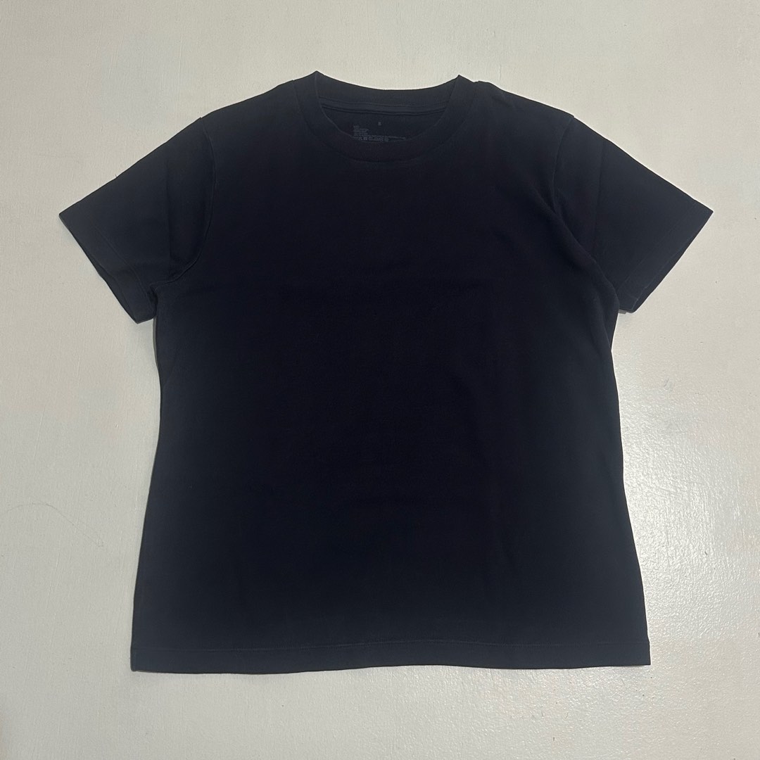 Muji Crew Neck Navy Blue Plain Tee, Women's Fashion, Tops, Shirts on ...