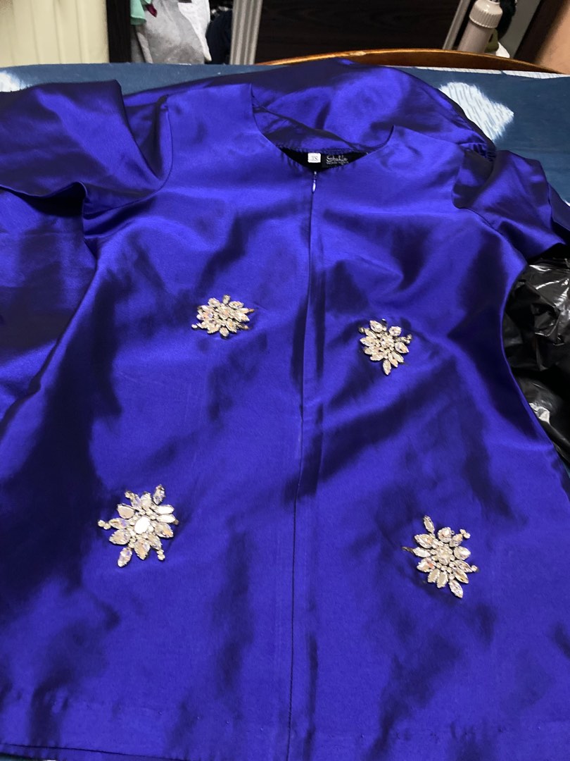 Navy blue kurung kedah (Icahfa), Women's Fashion, Muslimah Fashion ...