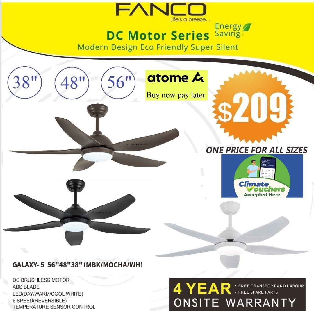 NEA Climate Voucher Acceptable!/GALAXY 5/Fan Installation/FANCO/5Blades ...